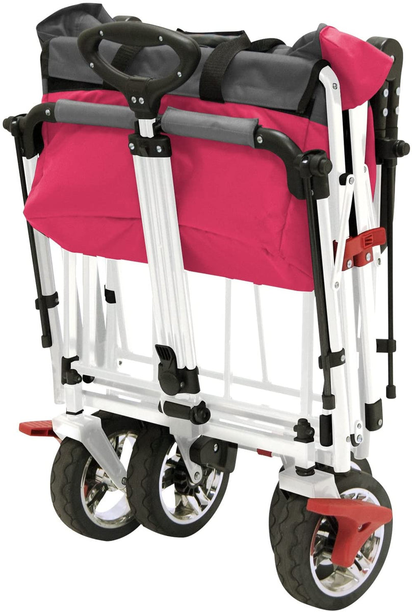 Push Pull Collapsible Folding Wagon Stroller Cart for Kids in pink col ...